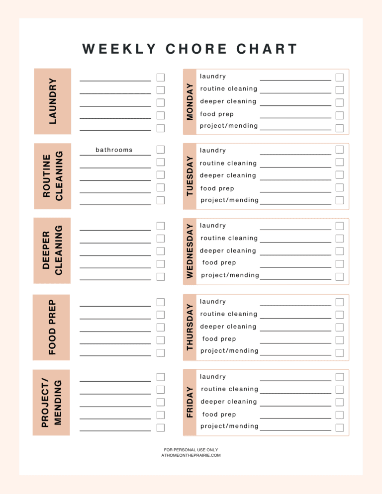 Free Printable Chore Chart For Adults (And Cleaning Checklist)