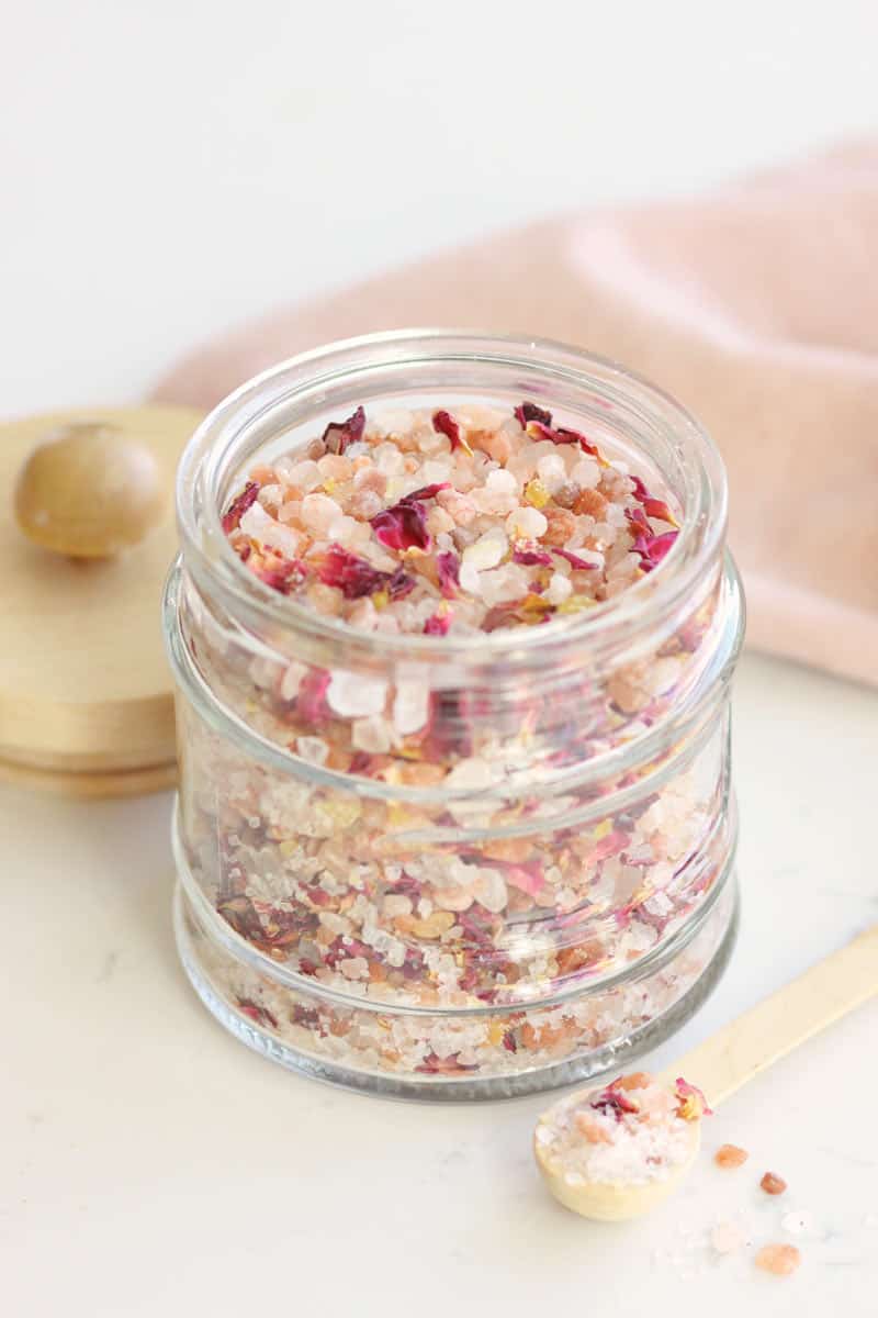 How To Make Rose Bath Salt - Soothing Recipe - At Home On The Prairie